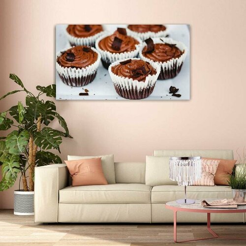 Картина на холсте 60x110 LinxOne "Еда Пустыня Шоколадный Кекс" интерьерная для дома / на стену / на кухню / с подрамником