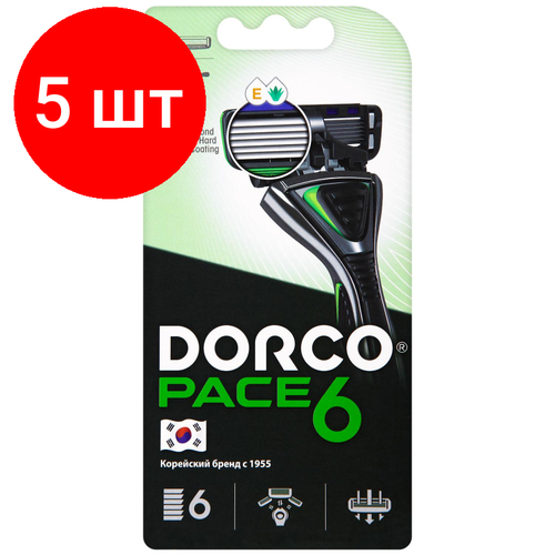 Комплект 5 наб, Бритва Dorco PACE6, 2 см. кас.6 лез, плав. головка, увл. полос. SXA1002