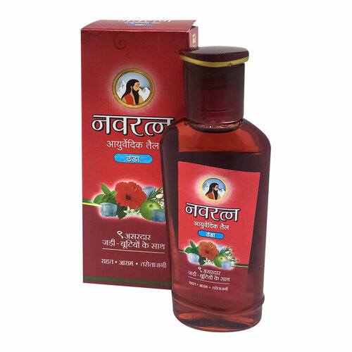 Ayurvedic Oil NAVRATNA, Emami Ltd. (Аюрведическое массажное масло навратна, для головы и тела, охлаждающее, Эмами), 90 мл.