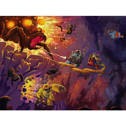 Плакат, постер на холсте Deep Rock Galactic/игровые/игра/компьютерные герои персонажи. Размер 21 на 30 см