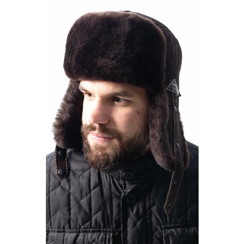 Шапка ушанка Ярмарка шапок, размер 58, коричневый