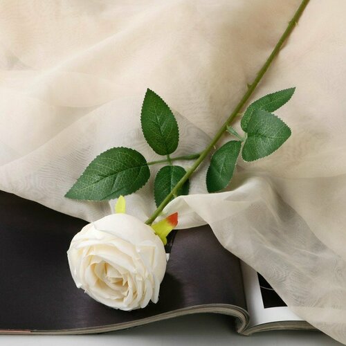 Цветы искусственные "Роза Шёлк" 7х56 см, белый (комплект из 10 шт)