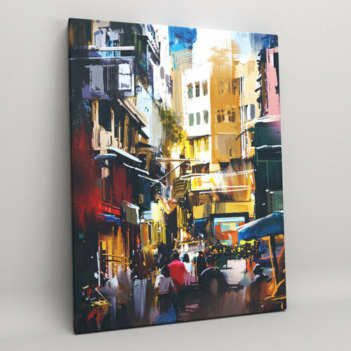 Картина на холсте (интерьерный постер) "Люди идущие по городу", с деревянным подрамником, размер 30x40 см