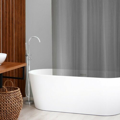 SAVANNA Штора для ванной SAVANNA «Квадраты», 180×180 см, PEVA, цвет серый
