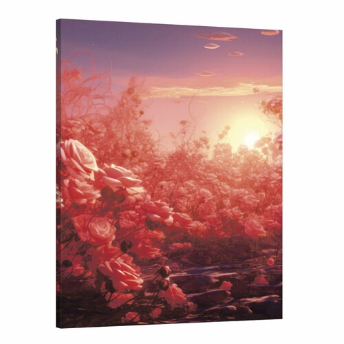 Интерьерная картина 50х70 "Розы в прощании"