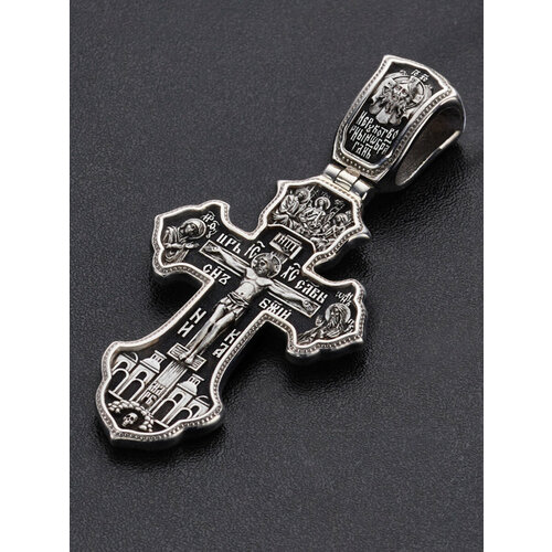 Крестик Angelskaya925 Крест серебряный мужской кулон подвеска серебро для мужчин, серебро, 925 проба, чернение, родирование, размер 5.6 см.