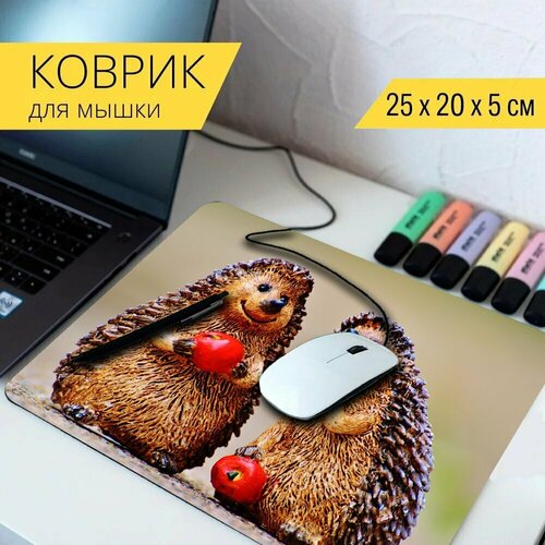 Коврик для мыши с принтом "Ежик, персонажи, веселье" 25x20см.