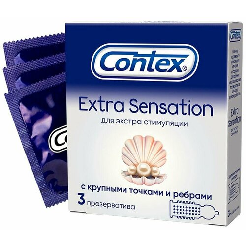 Презервативы Contex Extra Sensation с крупными точками и ребрами 3шт х 3шт