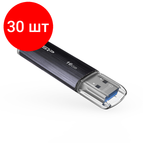 Комплект 30 штук, Флеш-память Silicon Power Blaze B02 16GB USB 3.2, черный, пластик