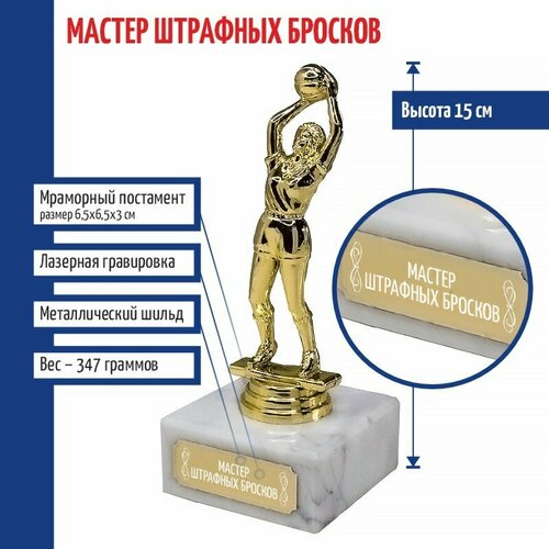 Подарки Статуэтка Баскетболистка "Мастер штрафных бросков" на мраморном постаменте (15 см)