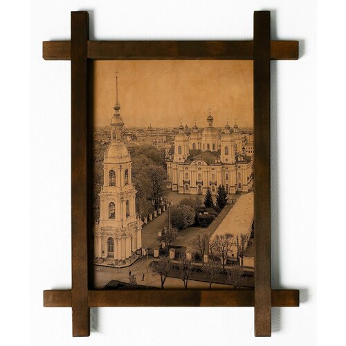 Картина Морской Никольский собор, гравировка на натуральной коже, интерьерная для украшения и декора на стену в деревянной раме, подарок, BoomGift