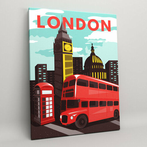 Картина на холсте (интерьерный постер) "Лондон" путешествия, с деревянным подрамником, размер 30x40 см