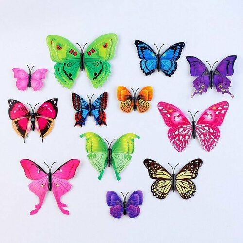Набор для украшения «Бабочки», 12 шт, цвета микс (комплект из 11 шт)