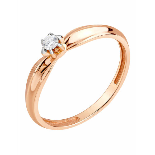 Кольцо помолвочное АМБЕР, красное золото, 585 проба, бриллиант, размер 16.5-19, золотой