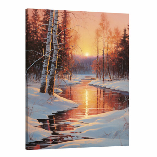 Интерьерная картина 50х70 "Зима в золоте"
