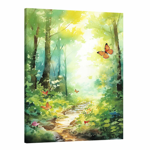 Интерьерная картина 50х70 "Ожившие краски: Бабочки в природе"