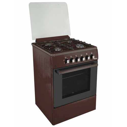Комбинированная плита IDEAL L 115 коричневая 60 см, газовые конфорки, электрическая духовка, электроподжиг