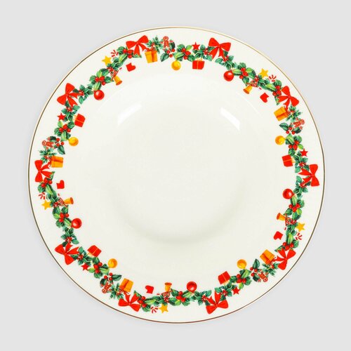 Тарелка суповая White Rabbit Зимняя сказка 22 см, новогодняя посуда