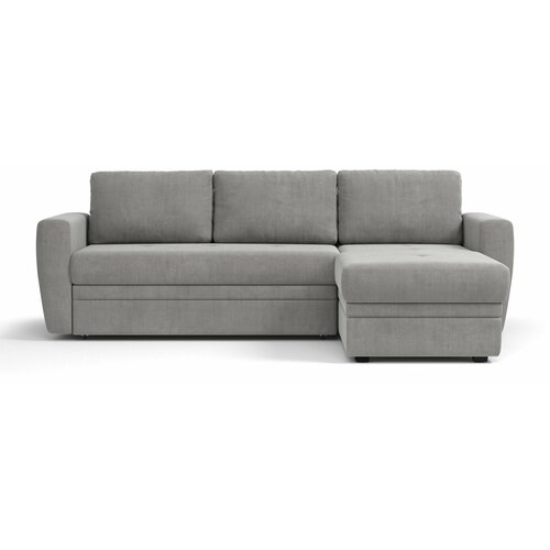 Угловой диван-кровать PUSHE раскладной Лакки, универсальный угол, велюр, серый Velutto 08