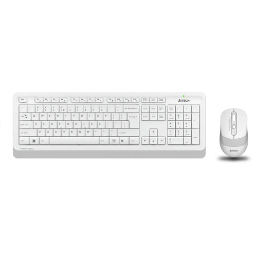 Клавиатура+мышь беспроводная A4Tech, бело-серая, кнопок мыши - 4 шт, оптическая светодиодная, USB, Fn