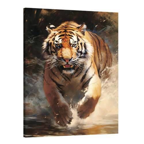 Интерьерная картина 50х70 "Тигр в полете"
