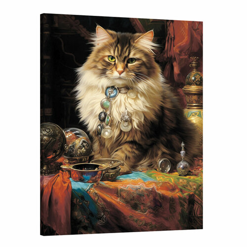 Интерьерная картина 50х70 "Кот и его сокровища"