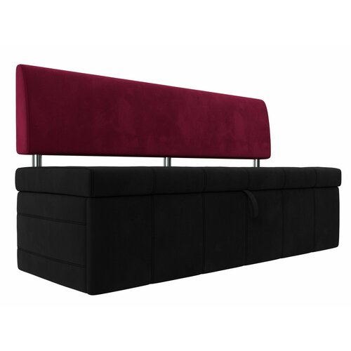 Кухонный прямой диван-кровать Стоун, Микровельвет черный и бордовый