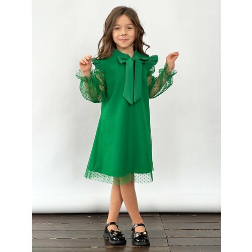 Платье Бушон, размер 122-128, зеленый