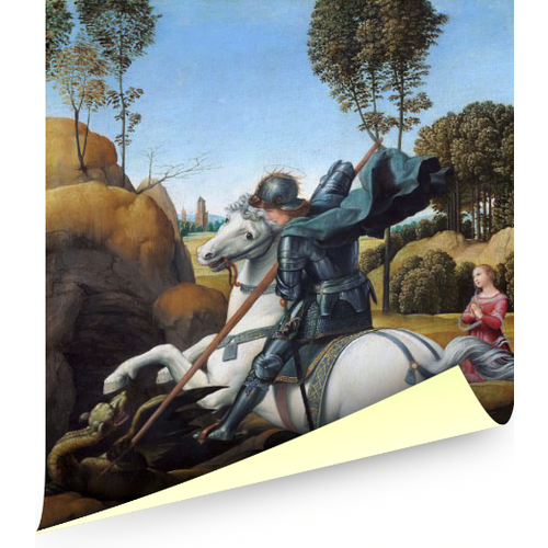 "Святой Георгий и дракон", Рафаэль, картина для интерьера (репродукция) (40х53 см / без подрамника)