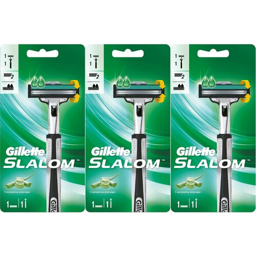 Gillette станок для бритья Slalom + 1 кассета - 3 штуки