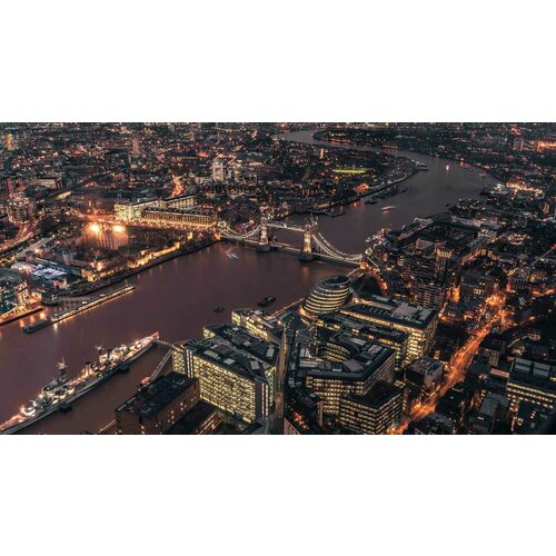 Картина на холсте 60x110 LinxOne "Лондон великобритания огни города" интерьерная для дома / на стену / на кухню / с подрамником