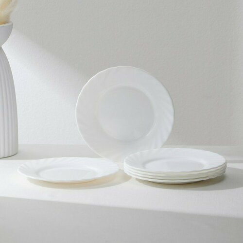 Набор пирожковых тарелок Luminarc TRIANON, d=16 см, стеклокерамика, 6 шт, цвет белый (комплект из 2 шт)