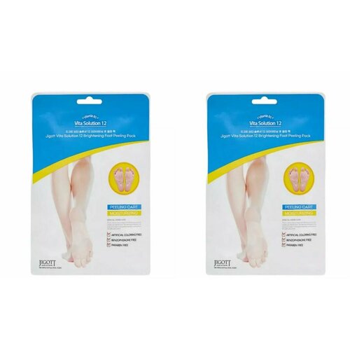 Jigott Маска-носки с эффектом пилинга для ног Jigott Vita Solution 12 Brightening Foot Peeling Pack, 30 мл, 2 шт.
