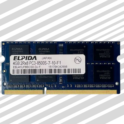 Оперативная память для ноутбука Elpida DDR3 4 ГБ 1066 МГц 1.5V CL7 SODIMM EBJ41UF8BCS0-DJ-F