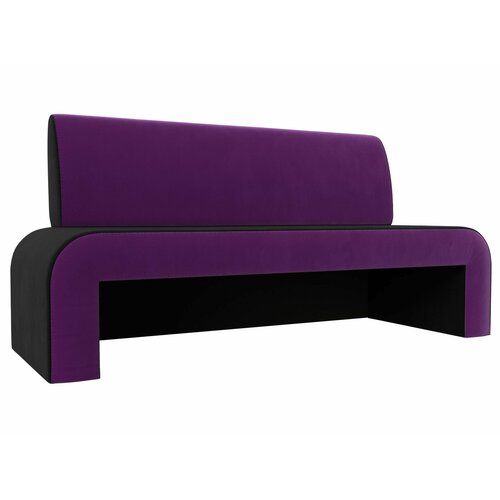 Кухонный прямой диван Кармен, Микровельвет черный и фиолетовый