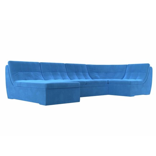 П-образный модульный диван Холидей, Велюр голубой
