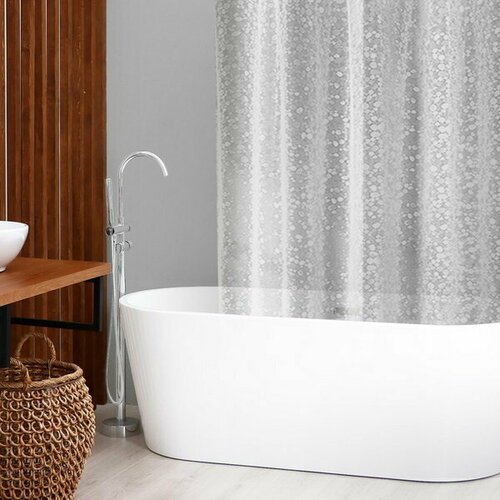 Штора для ванной "Галька", 180x200 см, PEVA, цвет белый