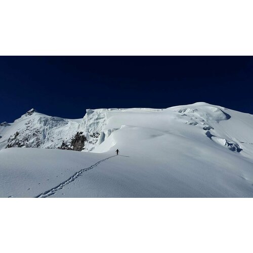 Картина на холсте 60x110 LinxOne "Альпинизм на лыжах горнолыжный" интерьерная для дома / на стену / на кухню / с подрамником
