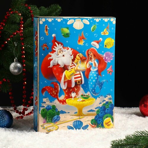 Подарочная коробка Подводный Новый год, книга, 31 х 21,5 х 6 см