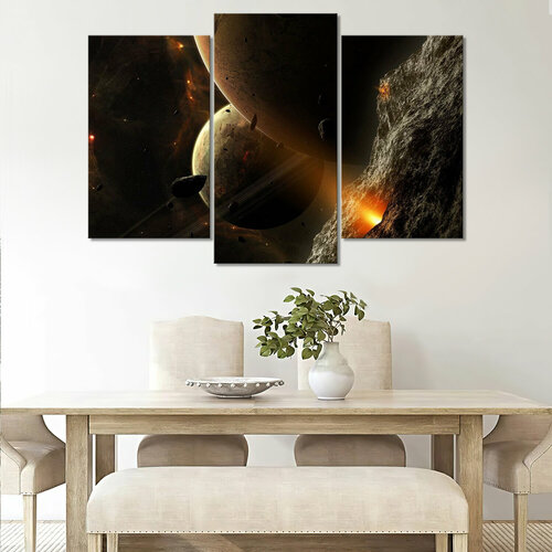 Модульная картина/Модульная картина на холсте/Модульная картина в подарок/космические планеты - space planets120х80