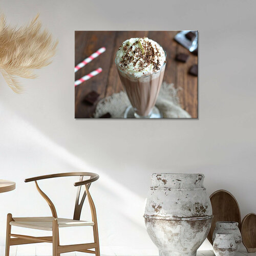 Картина/Картина на холсте для интерьера/Картина на стену/Картина для кухни/ - Молочный коктейль с шоколадной крошкой 30х40