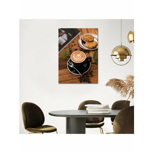 Картина на холсте с подрамником Чашка кофе и печенье 20х30