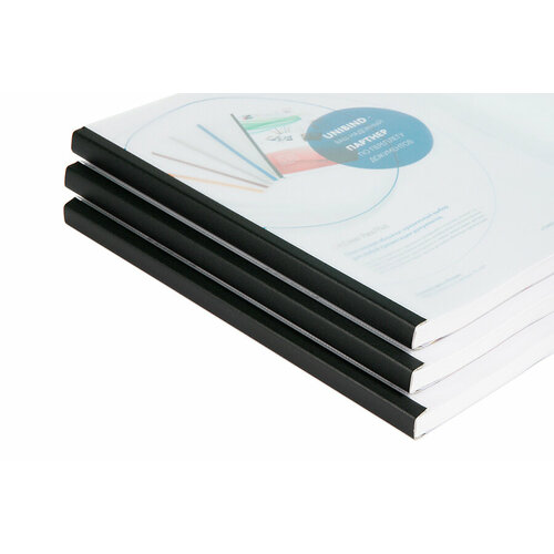 Пластиковая термообложка, А3 альбом, размер 15, черный корешок, набор (корешок + прозрачный пластик), Unibind (50 шт/упак)