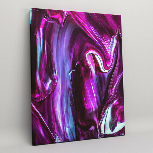 Картина на холсте (интерьерный постер) "Абстракция пурпурная краска", с деревянным подрамником, размер 30x40 см