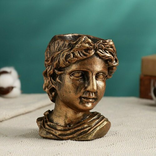 Фигурное кашпо "Голова девушки" бронза, 10х13см (комплект из 3 шт)