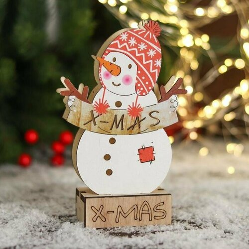 Фигурка новогодняя свет "Снеговик в шапочке с помпончиками" 10х16 см (комплект из 7 шт)