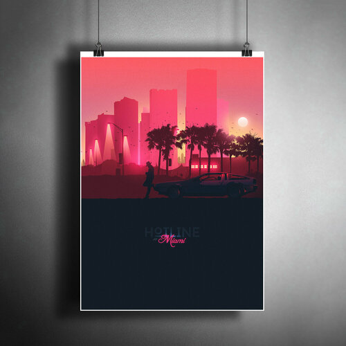 Постер плакат для интерьера "Компьютерная игра: Hotline Miami. Игра Хотлайн Маями" / Декор дома, офиса, комнаты, квартиры A3 (297 x 420 мм)