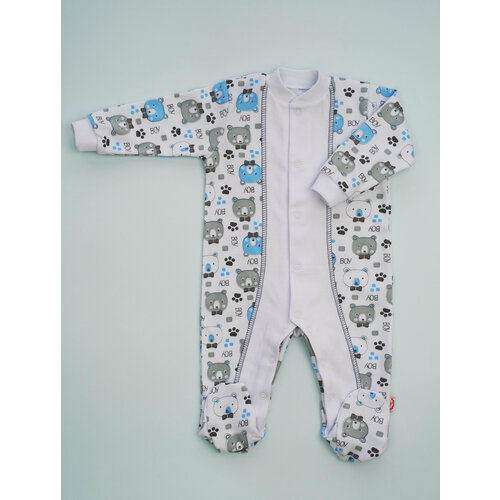 Комбинезон Маленький принц Комбинезон нательный для новорожденных, закрытая стопа, размер 68, голубой