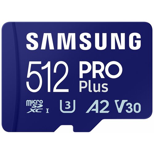 Карта памяти Samsung PRO Plus MB-MD512SA/EU microSDXC/емкость 512 Гб запись/чтение 130МБ/с/180МБ/с
