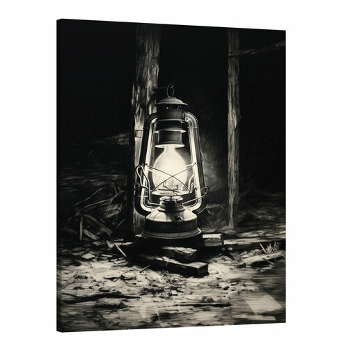 Интерьерная картина 50х70 "Керосиновая лампа"